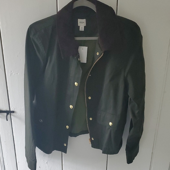 J. Crew | Jackets & Coats | J Crew Dark Green Utility Jacket With Gold ...
